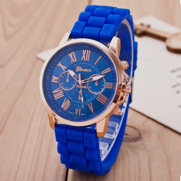 Geneva | Accessories | Navy Blue Silicone Watch | Poshmark